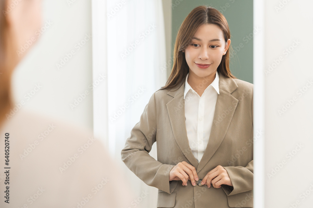 Get dress, beautiful asian young woman, businesswoman standing ...