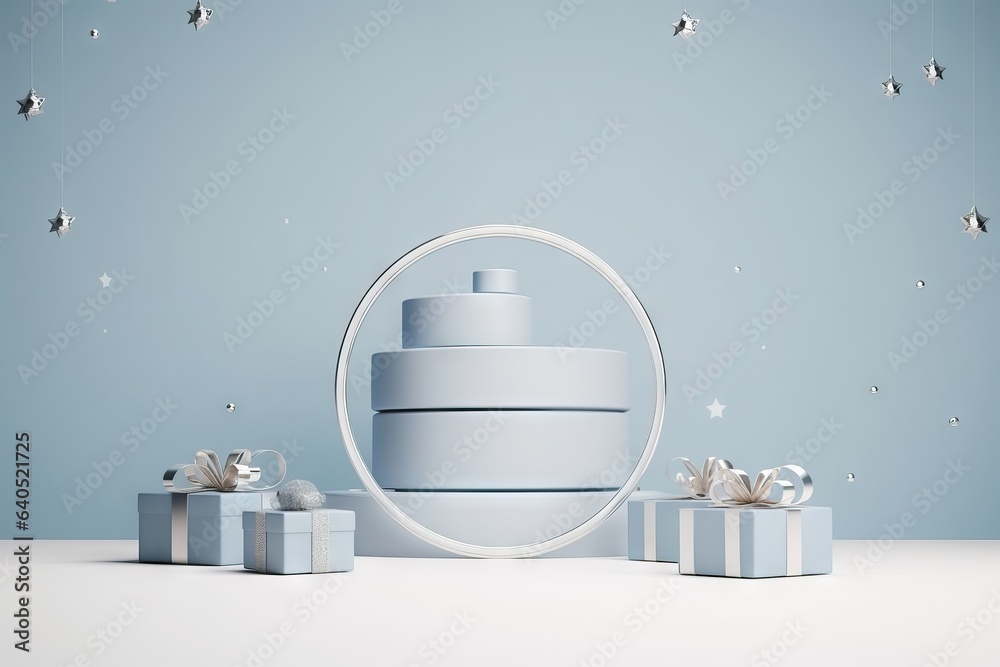 beautiful podium pedestal winter silver render box pastel christmas ...