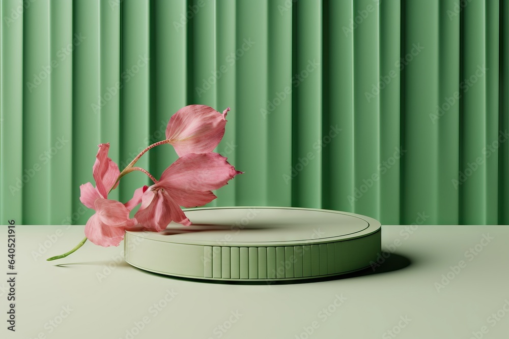 beautiful podium abstract template studio green render background step ...