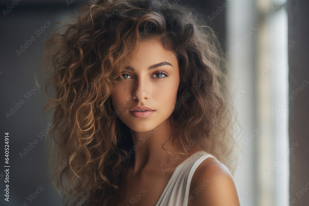 Magnetic Young Woman Model Natural Background . Сoncept Magnetic Young ...