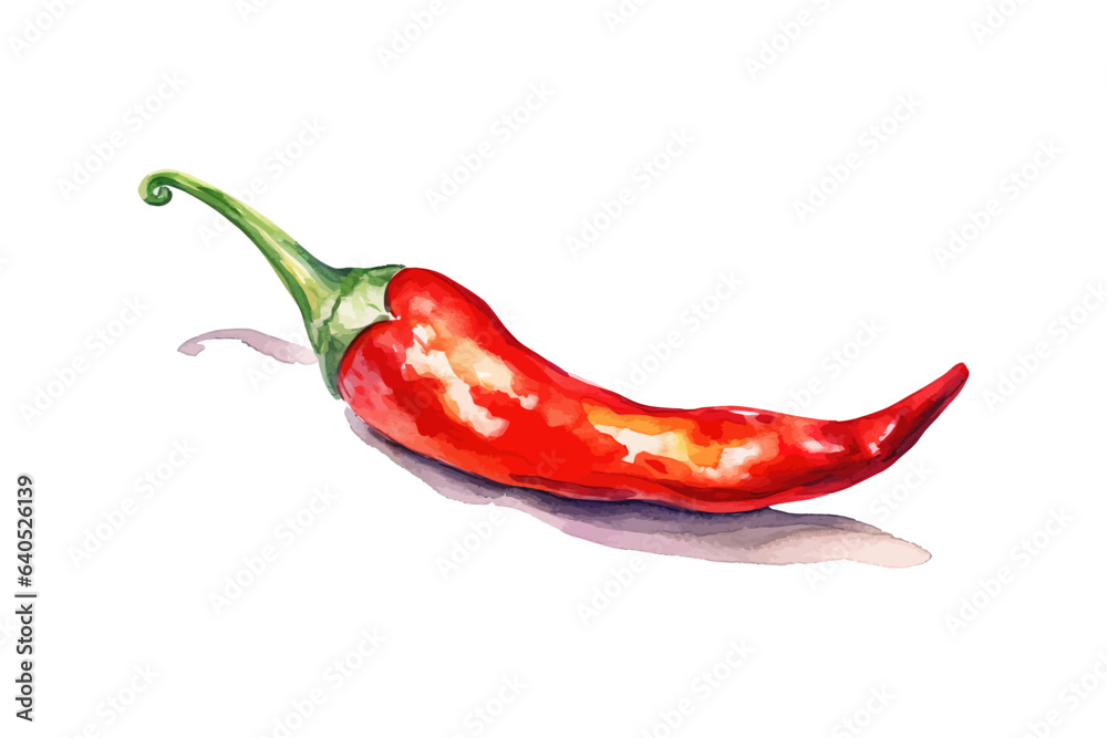 Chilli. Hand drawn watercolor. Vector illustration desing. Stock Vector ...