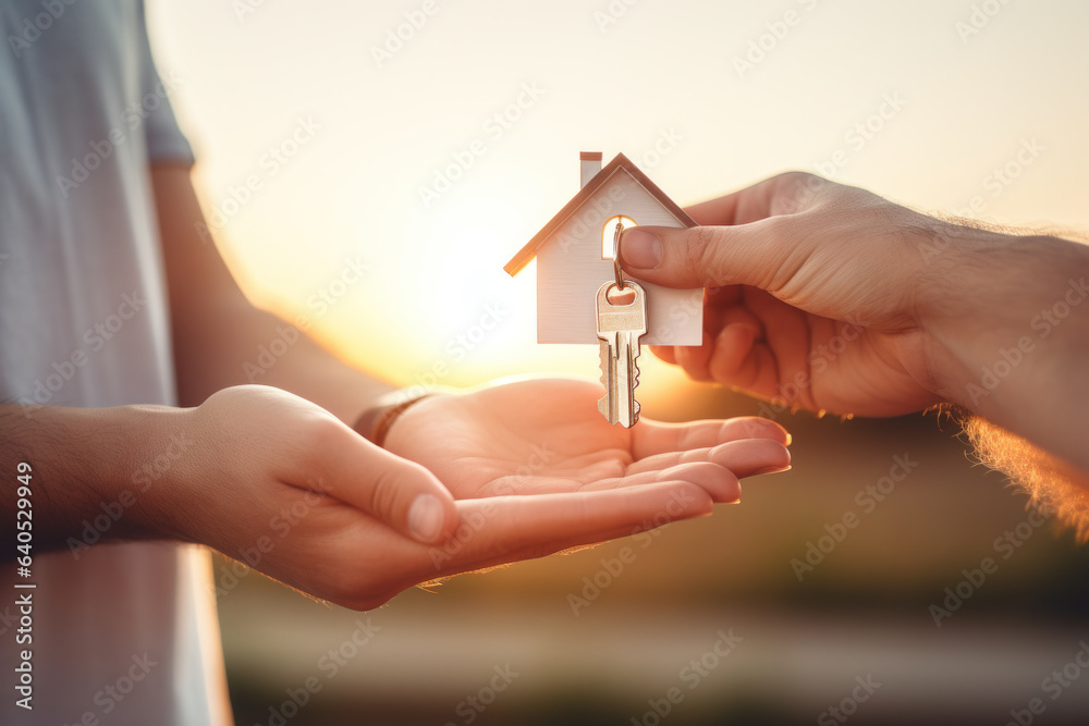 Person Handing Over Keys to New Homeowner New Home AI Generated Stock ...