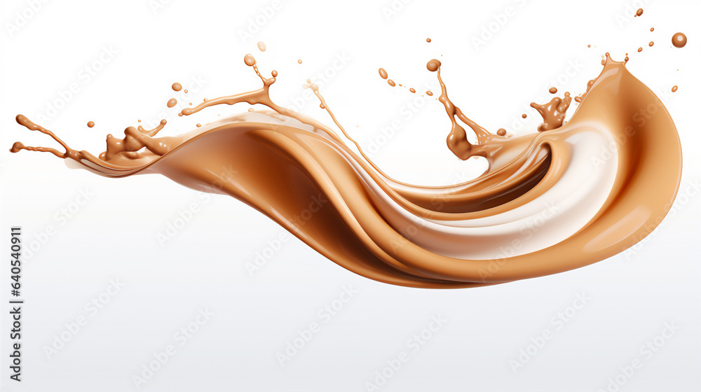 abstract coffee milk splash curve, full of coffee milk splash in close ...