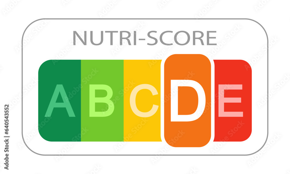 Nutri Score label with detached D classification letter on white ...