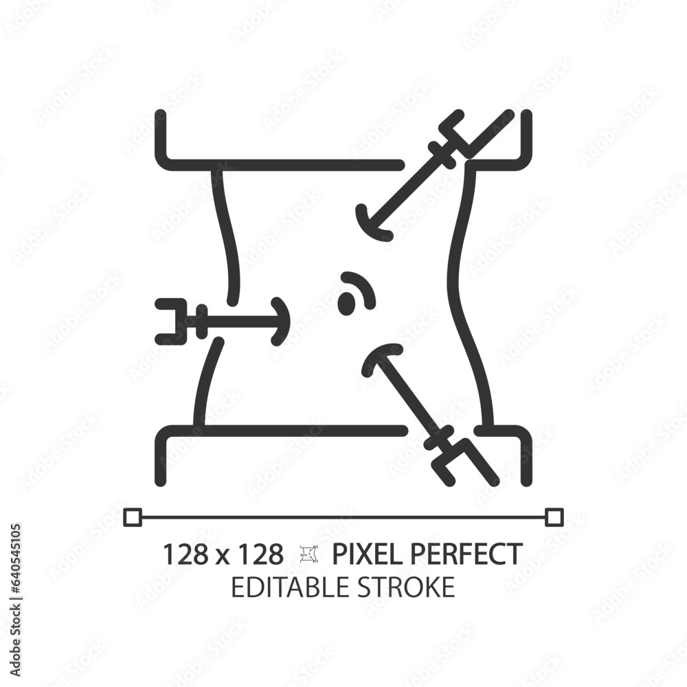 Laparoscope pixel perfect linear icon. Laparoscopic surgery. Minimally ...