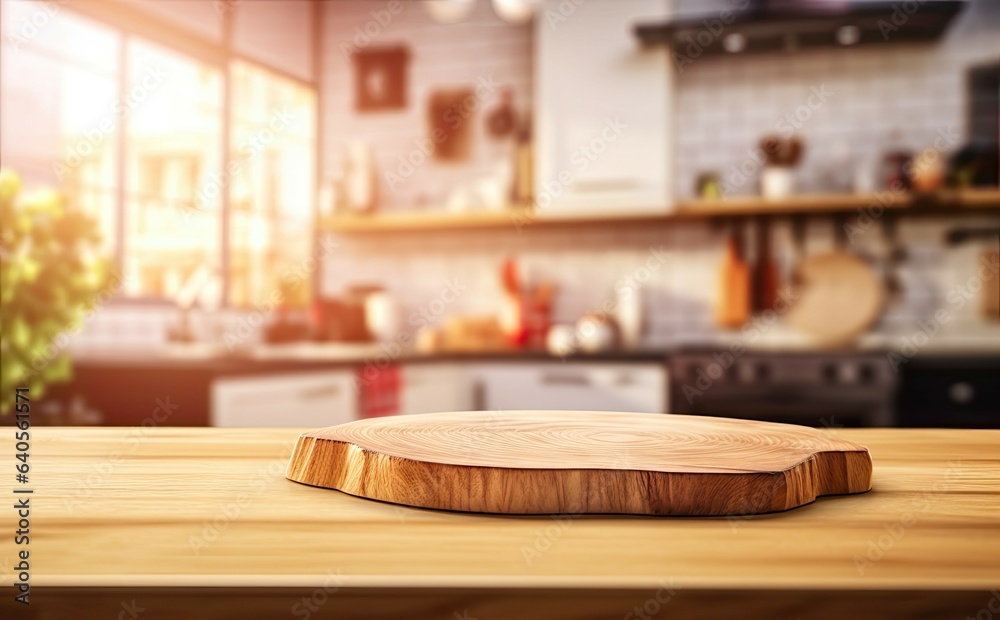 Vintage charm. Blank wooden table in kitchen. Nostalgic nook. Old ...