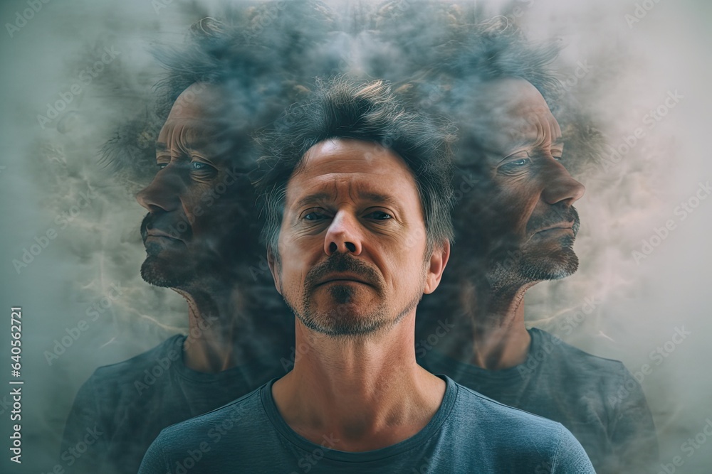 Man's mental health: varied emotions, including anger, sadness, and ...