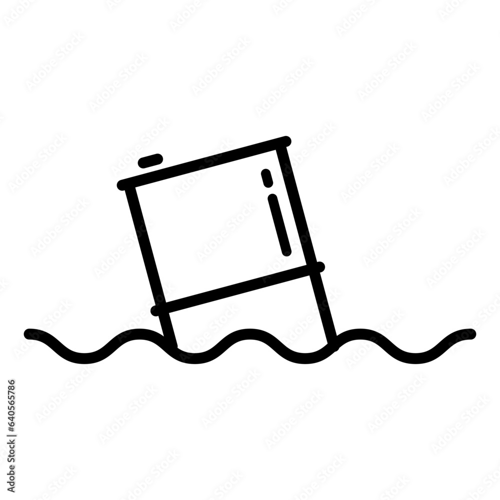 Water Pollution outline vector icon isolated on white background. Water ...