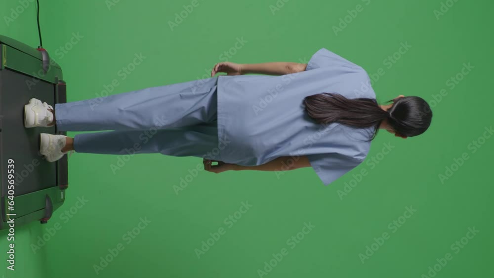 Full Body Of Back View Asian Female Doctor With Stethoscope Walking On ...
