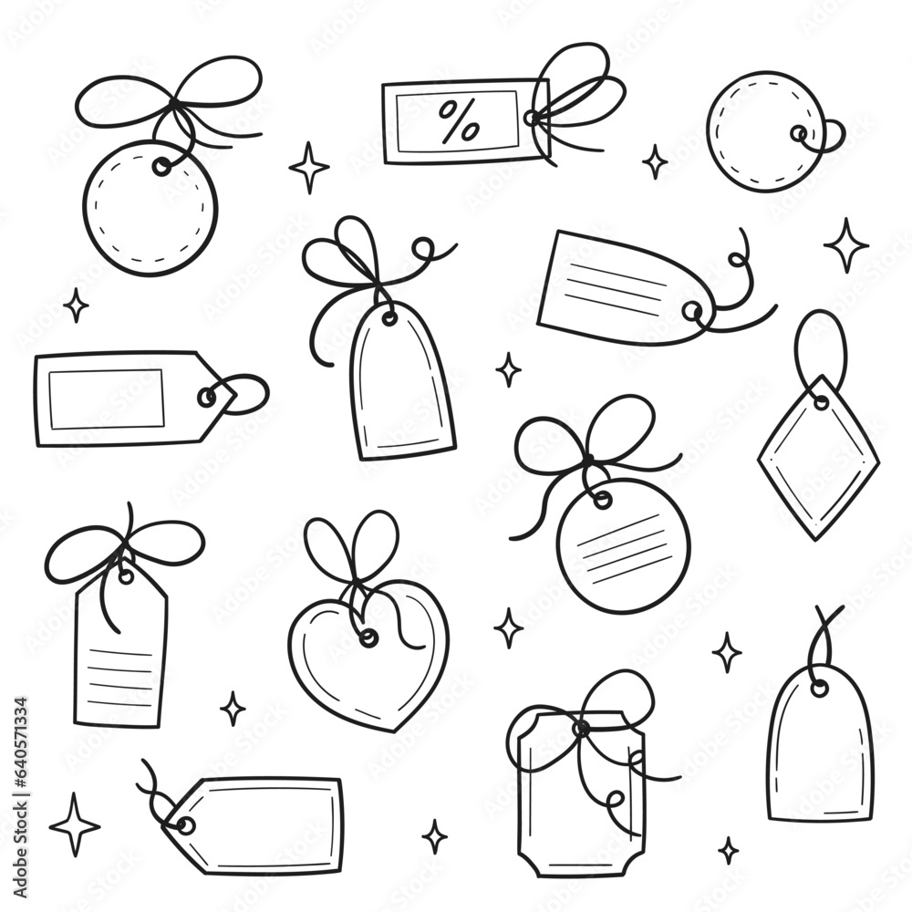 Hand drawn price tag label illustration icon vector doodle Stock Vector ...