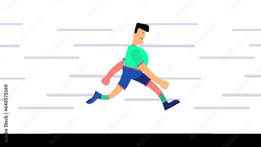 Seamless animation of a running man. Dynamic move of an athlete in a ...