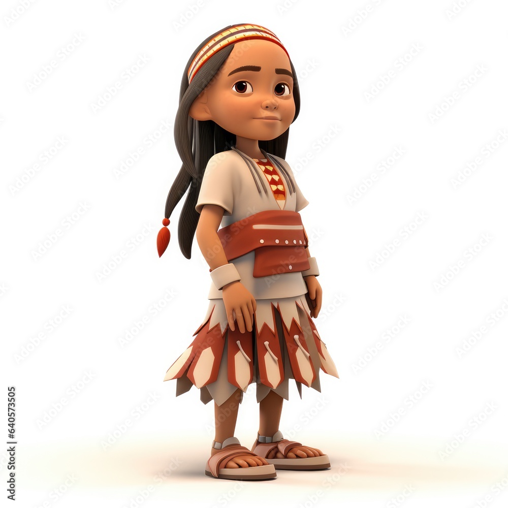 Native american child clipart. Isolated png od 3d cartoon indigenous ...