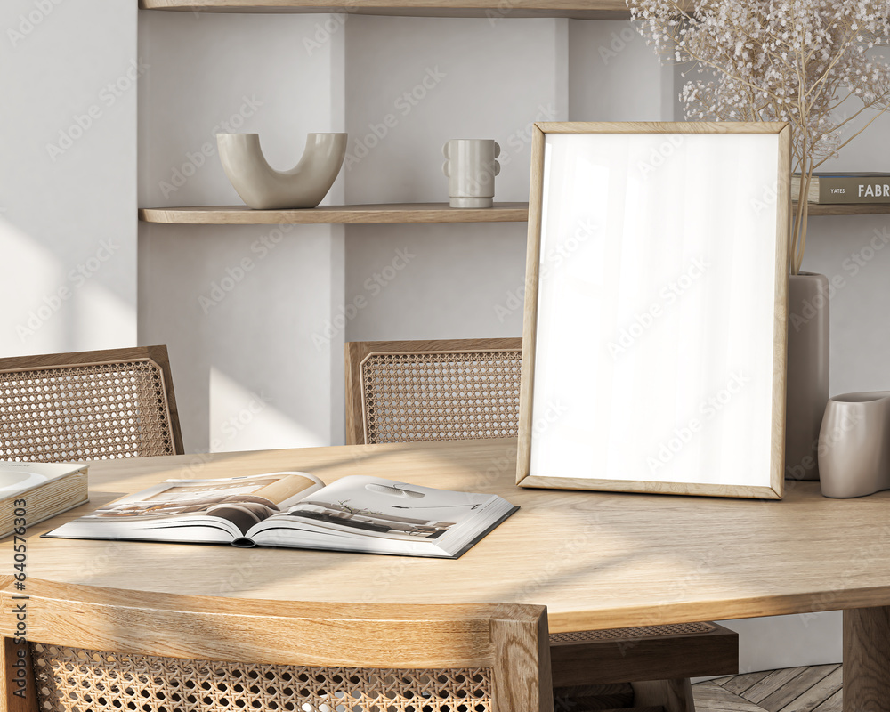 Single vertical ISO A3 frame mockup, reflective glass, mockup poster on ...