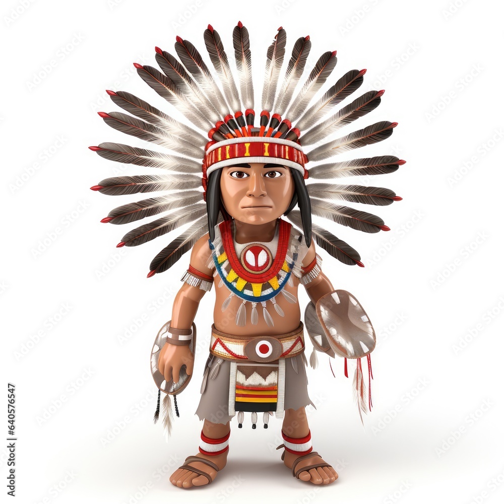 Native american man in traditional costume. Isolated clipart of ...