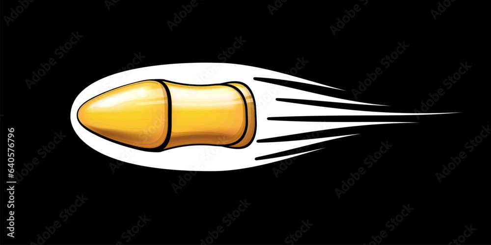 Cartoon golden vector bullet. Gun bullet clip art isolated on black ...