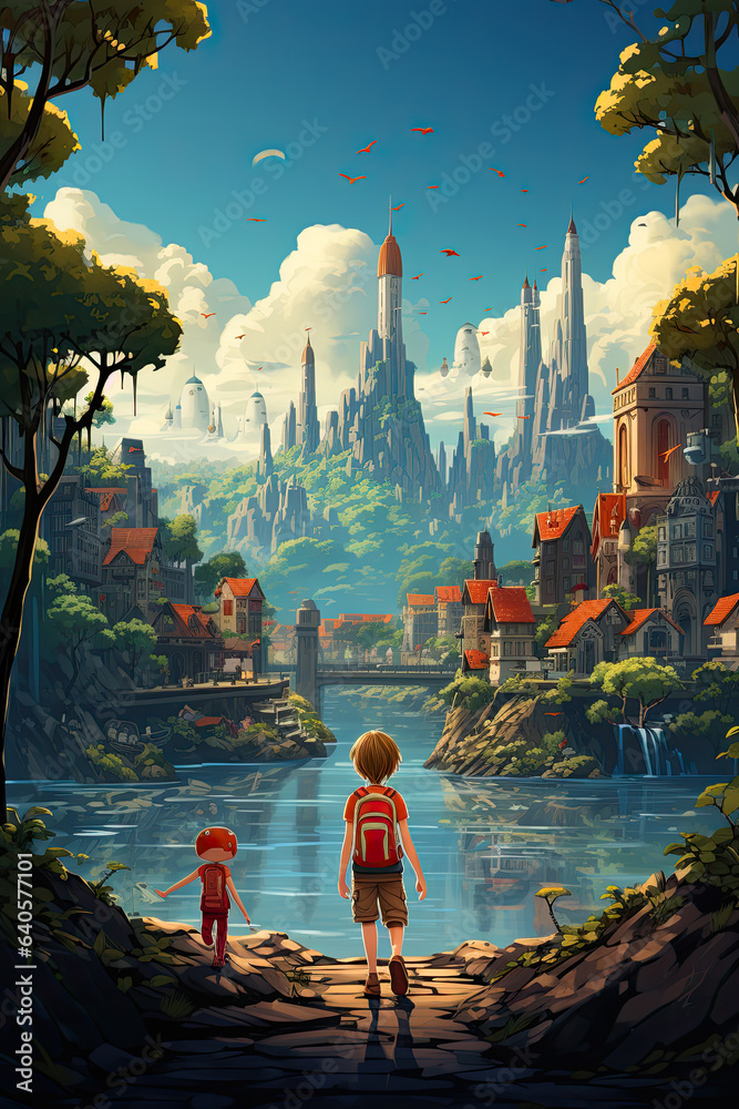 children book cover design , about city life Stock Illustration | Adobe ...