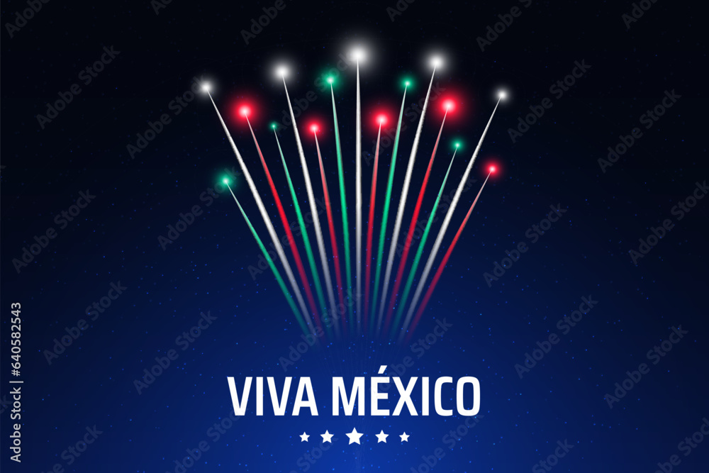 Banner september 16 mexico independence day, mexican fireworks on dark ...