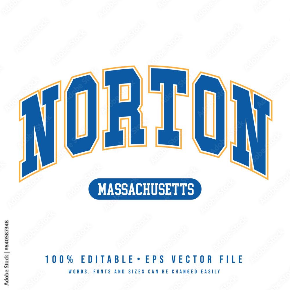Norton text effect vector. Vintage editable college t-shirt design ...