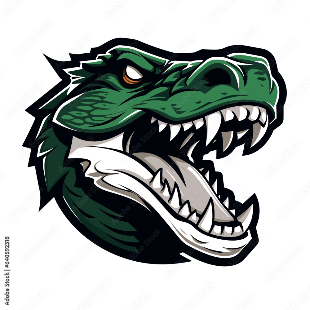 Esport vector logo crocodile on white background side view, crocodile ...