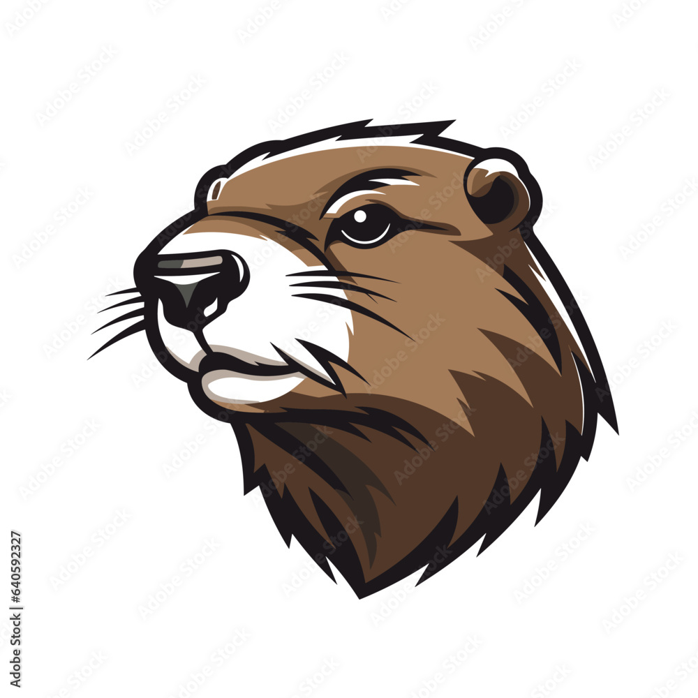 Esport vector logo groundhog on white background side view, groundhog ...