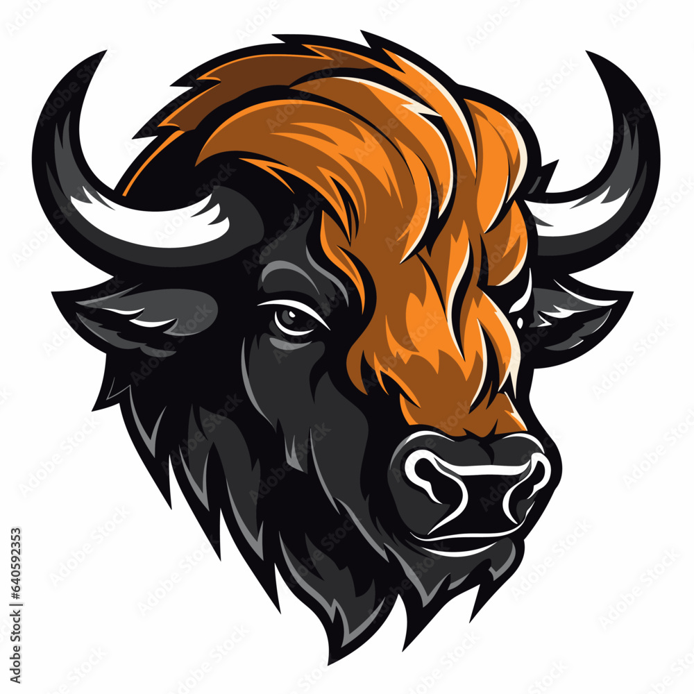 Esport vector logo buffalo on white background side view, buffalo icon ...