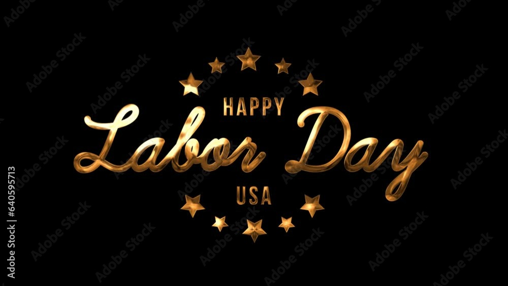 Happy Labor Day USA lettering text Animation in gold color on ...