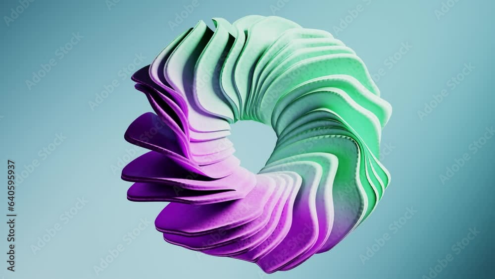 3d animation render of Abstract ring rotating. Smooth hypnotic pattern ...