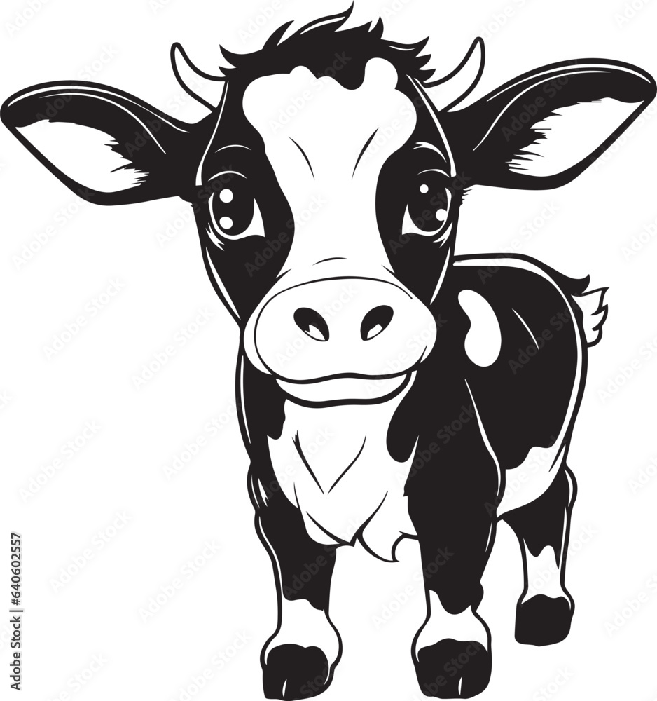 Cute cow icon, Baby cow head, Vector Illustration, SVG Stock Vector ...