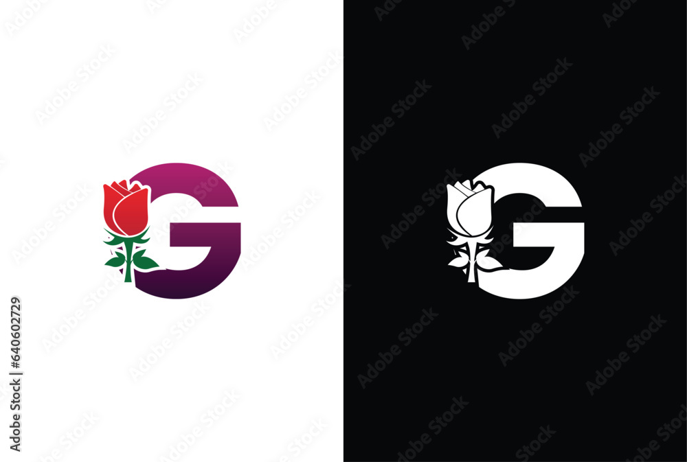 Initial G Rose logo. Letter G with rose for beauty and fashion logo ...