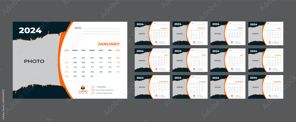 Monthly calendar template for 2024 year, Calendar 2024 week start ...