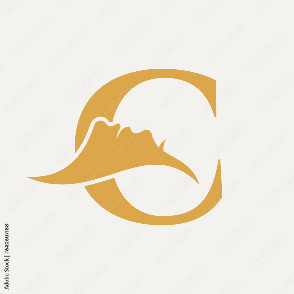 Woman Face Logo On Letter C. Beauty Spa Symbol With Woman Face Icon ...