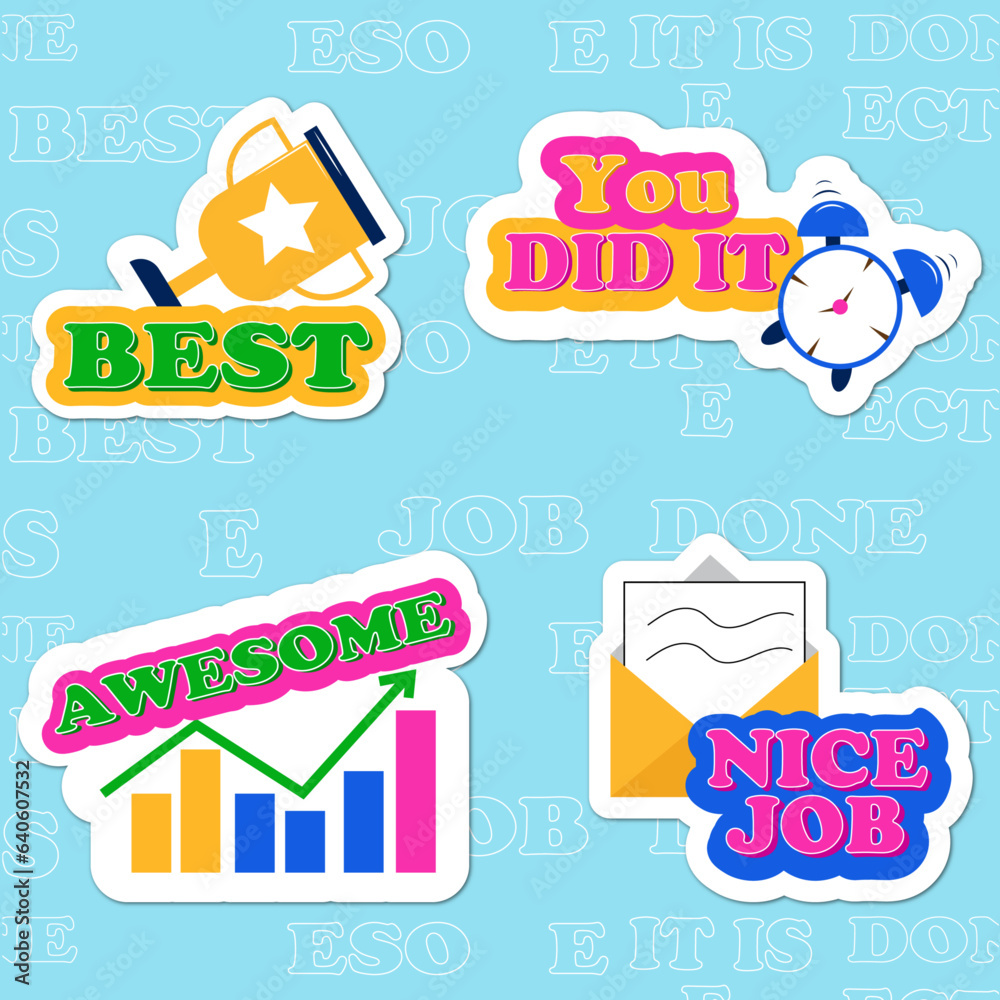 Collection of reward stickers for teachers and kids. Hand drawn vector ...