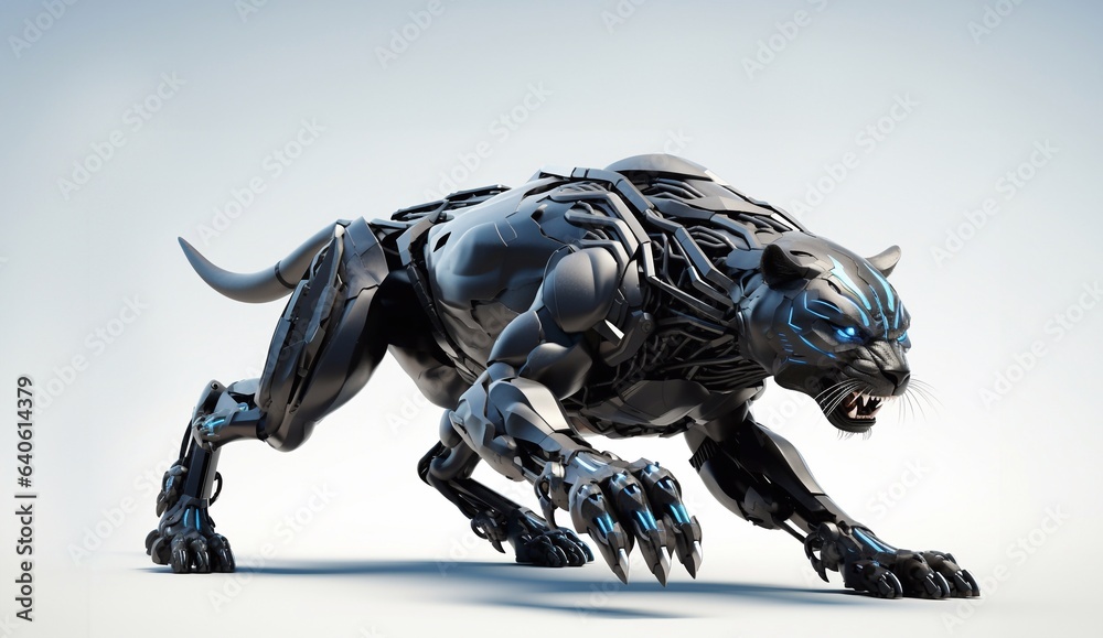 Artificial model of panther / Futuristic robotic beast of prey isolated ...