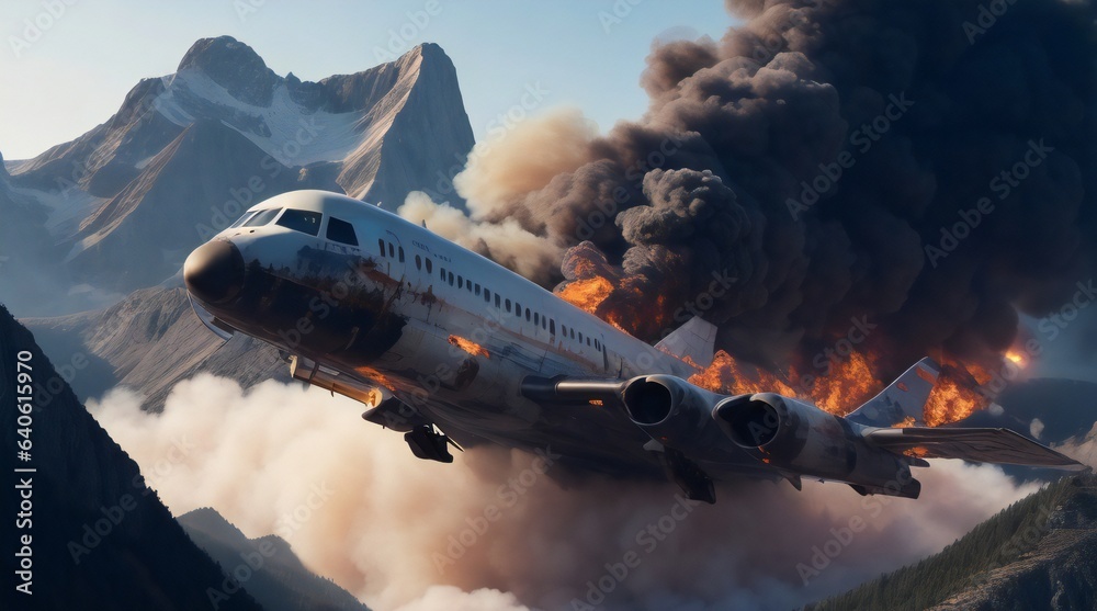 flying aircraft caught fire in air exploding aero engine just before ...