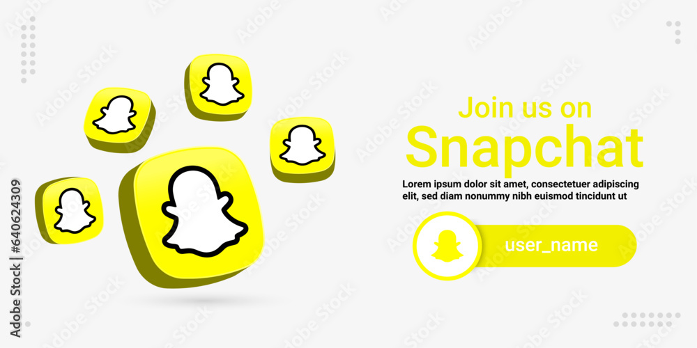 Vetor de join or follow us on snapchat. 3d snapchat logo social media ...