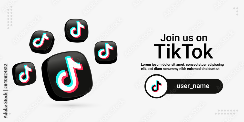 join or follow us on tiktok. 3d tiktok logo social media icon ...