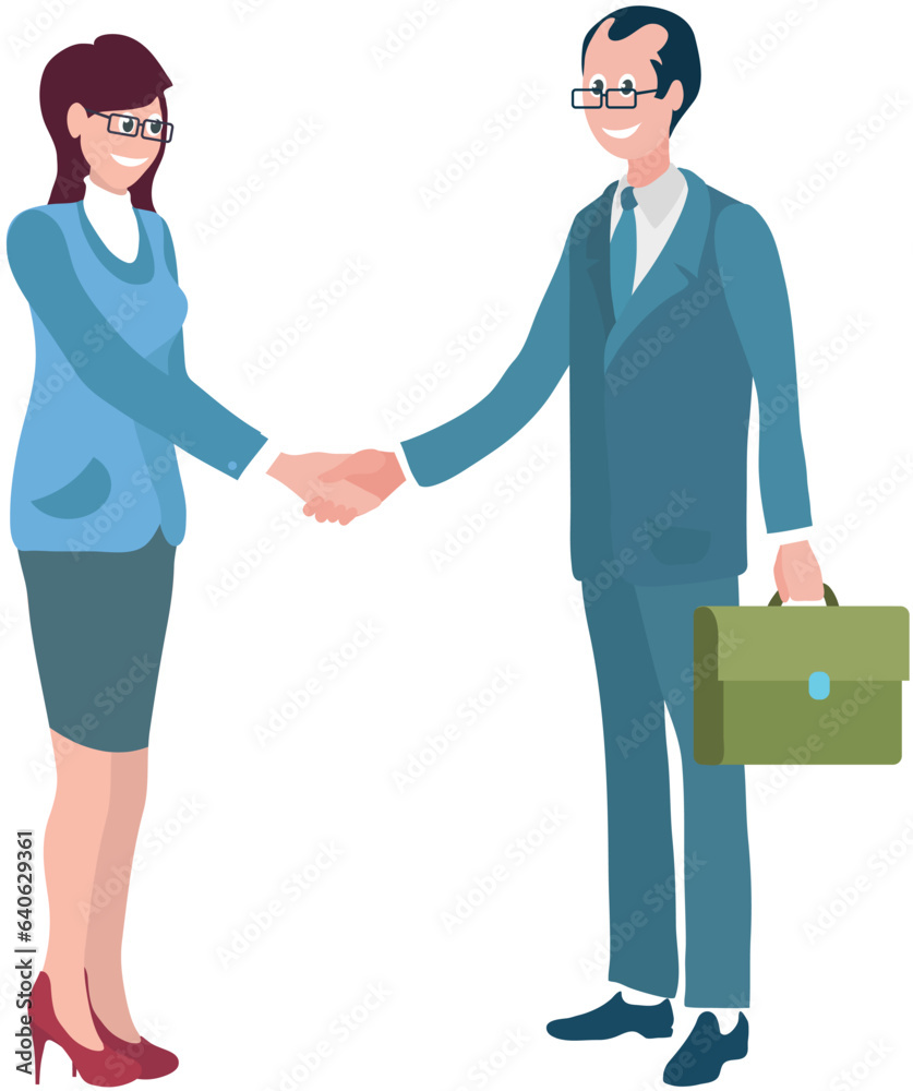 Office workers. Vector illustration. A business person demonstrates ...