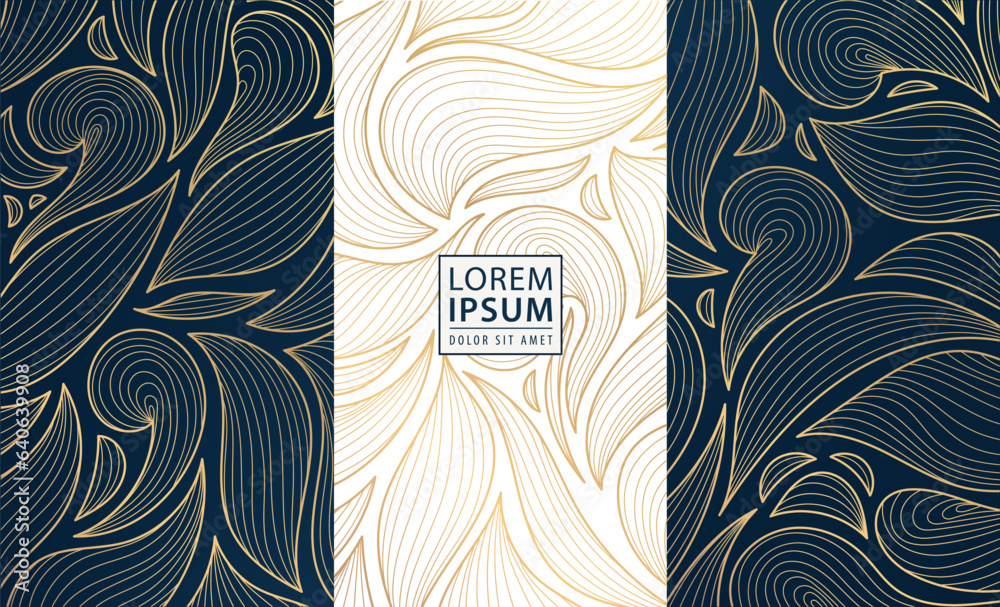 Set of vector art deco labels, frames, wedding invitations, packaging ...