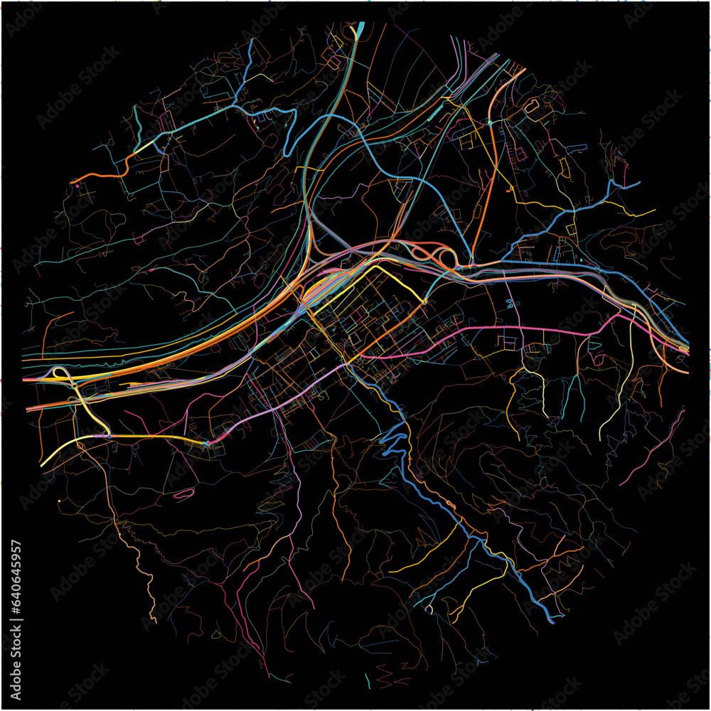 Colorful Map of Worgl, Tyrol with all major and minor roads. Stock ...