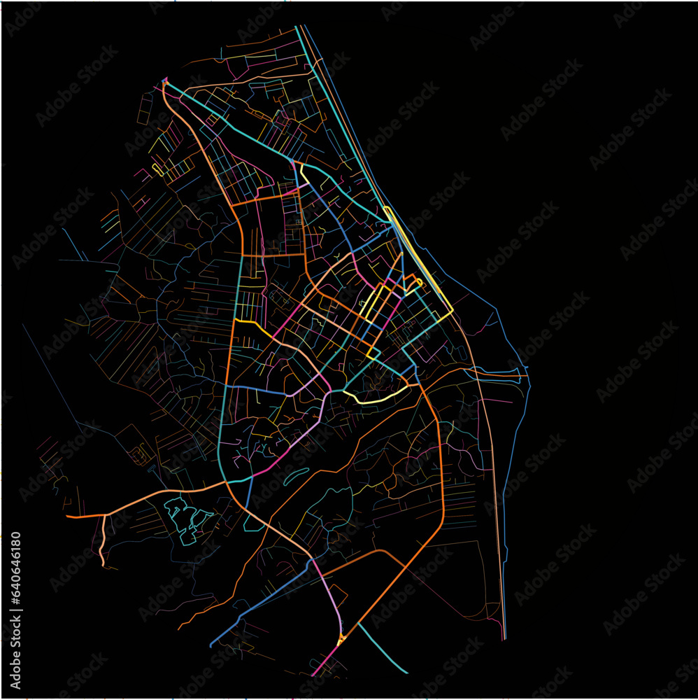Colorful Map of Lankaran with all major and minor roads. Stock Vector ...