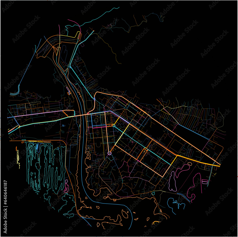 Vetor de Colorful Map of Mingachevir with all major and minor roads. do ...