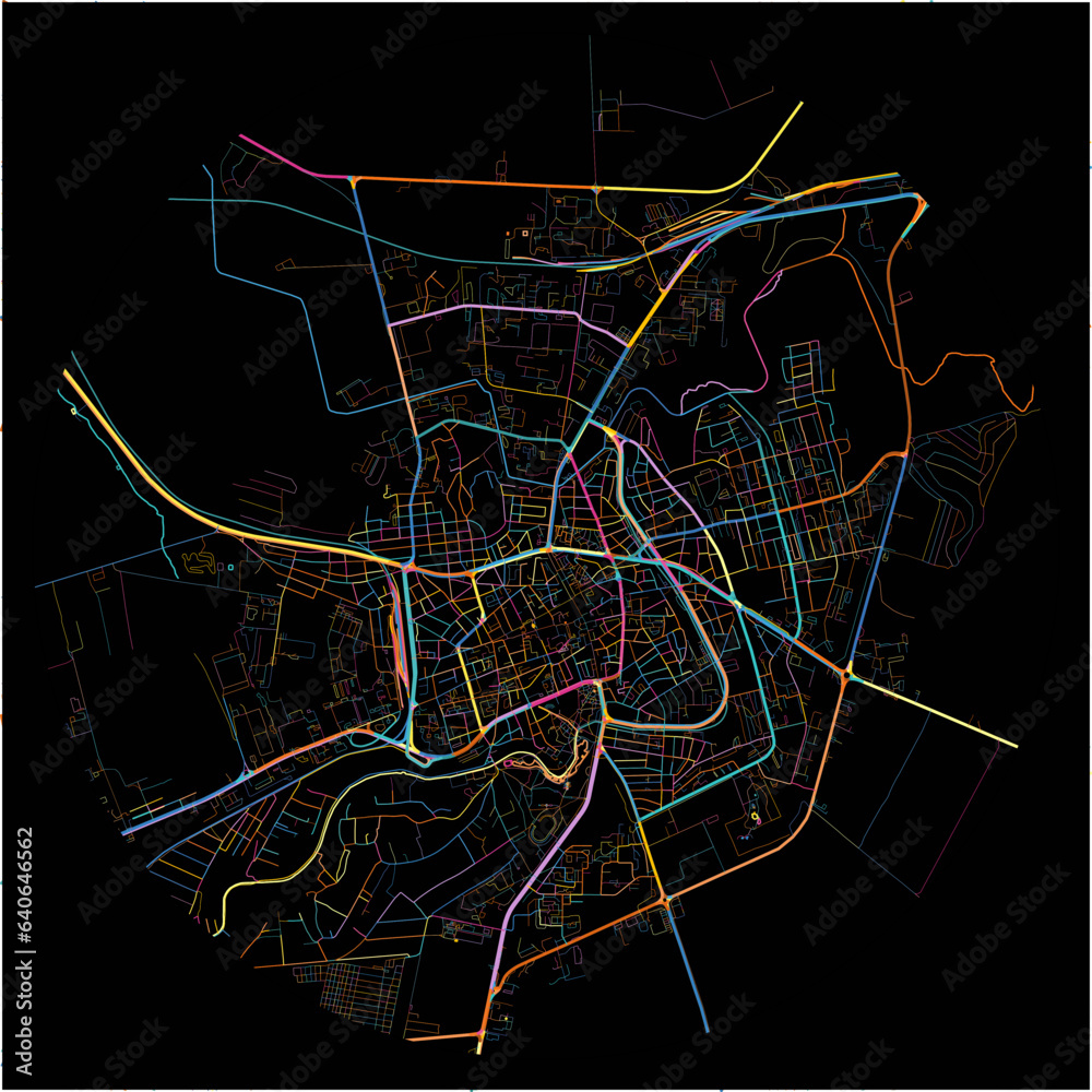 Colorful Map of Dobrich with all major and minor roads. Stock Vector ...