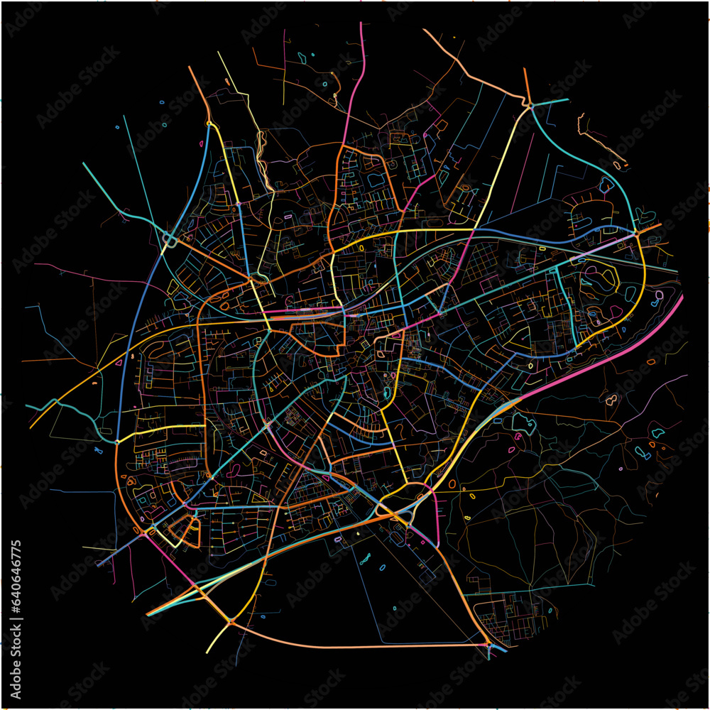 Colorful Map of Slagelse with all major and minor roads. Stock Vector ...