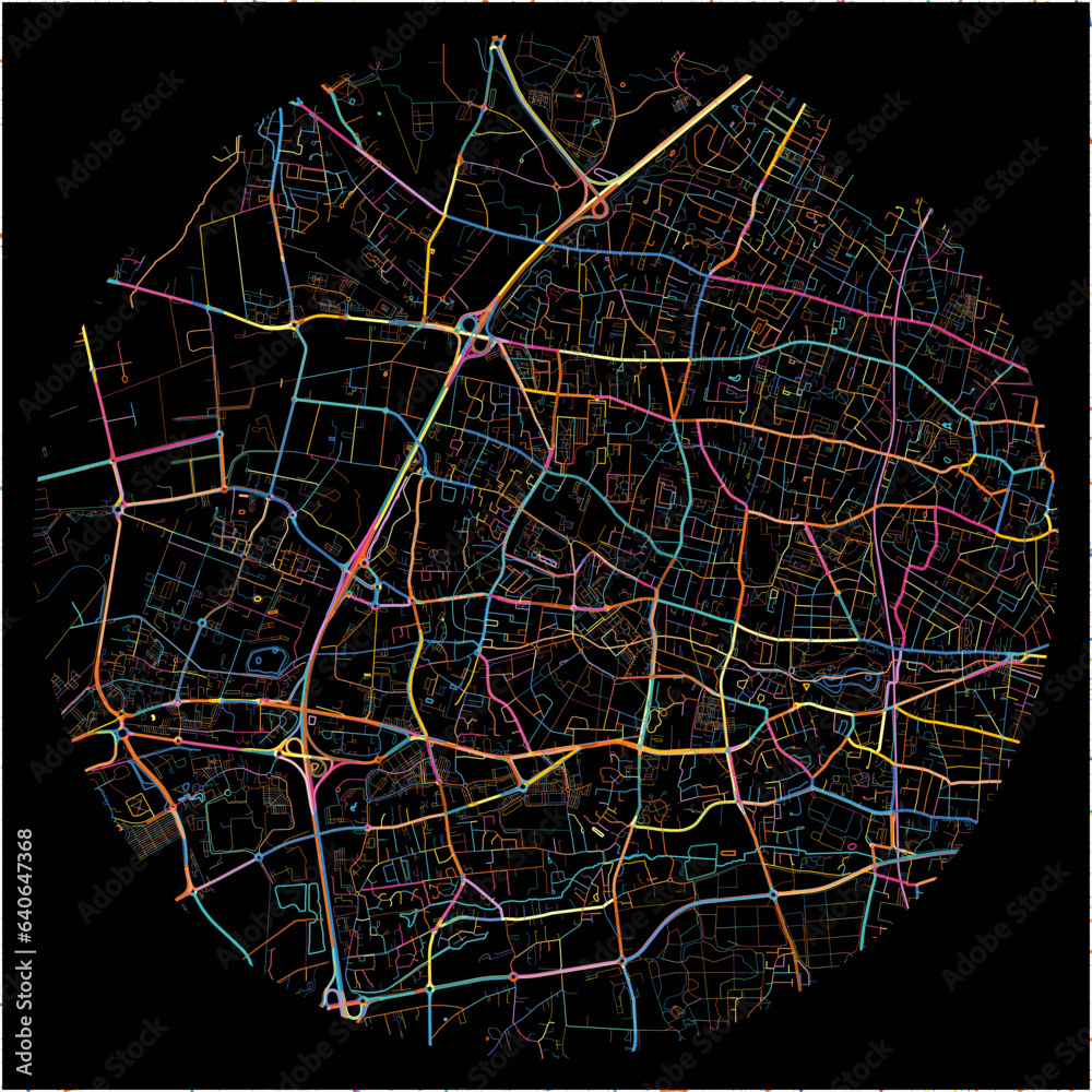 Vetor de Colorful Map of Merignac, Gironde with all major and minor ...