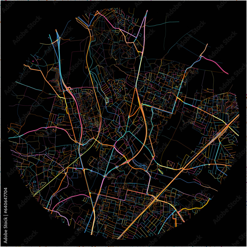 Colorful Map of Sarcelles, Val-d Oise with all major and minor roads ...
