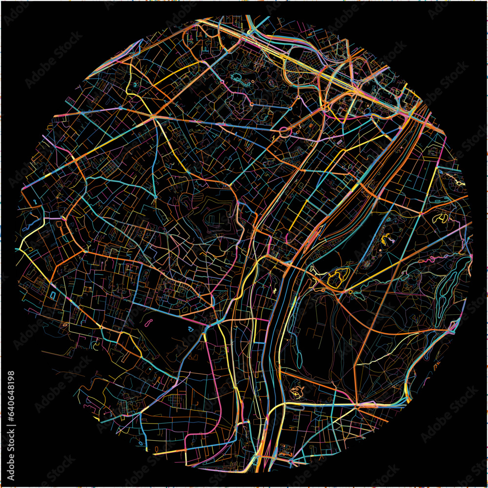 Vetor de Colorful Map of Suresnes, Hauts-de-Seine with all major and ...