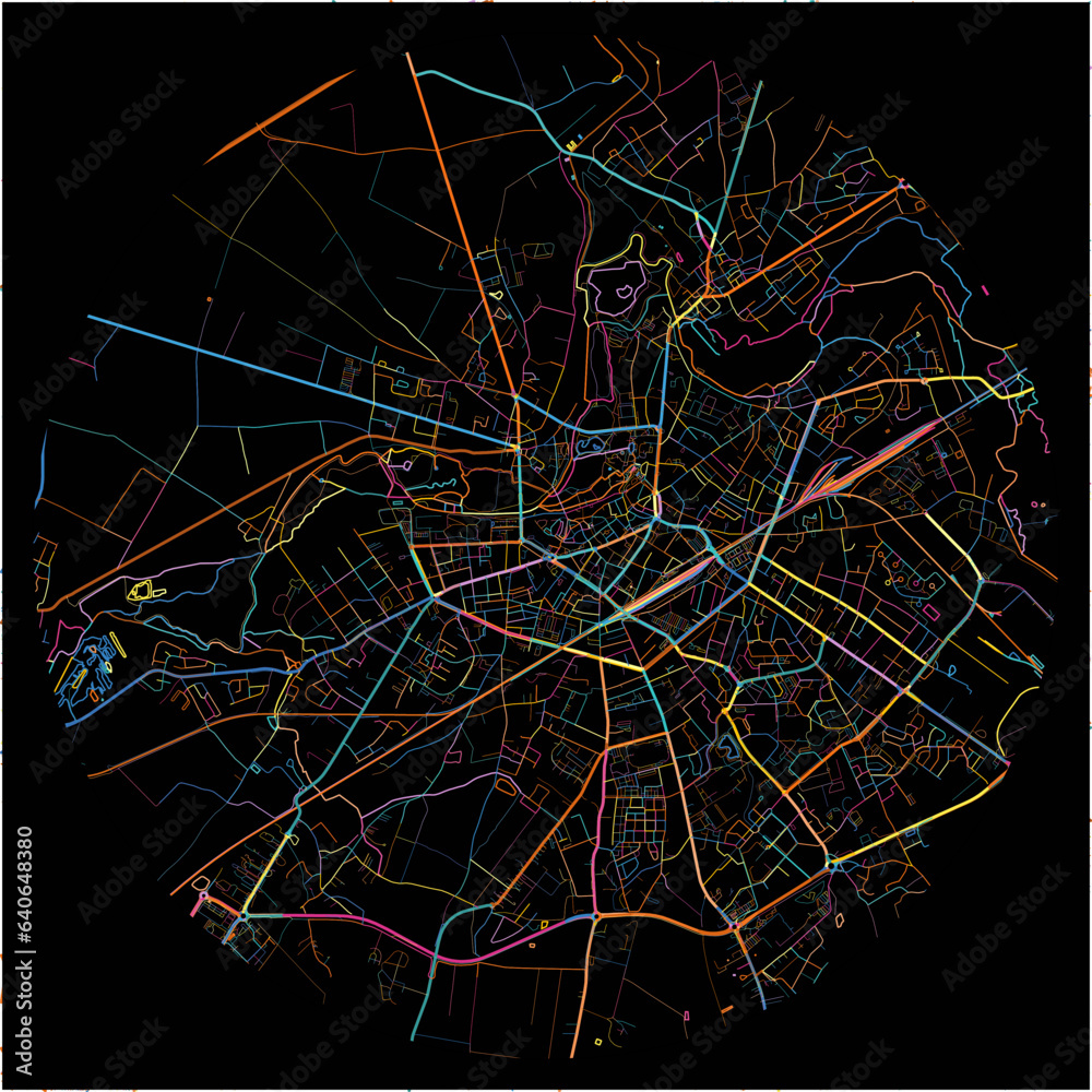 Colorful Map of Chateauroux, Indre with all major and minor roads ...