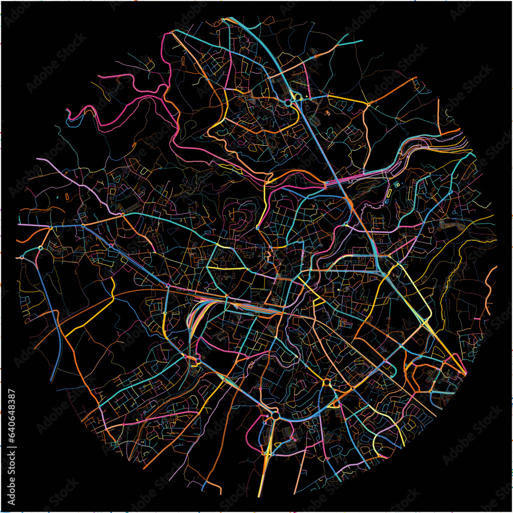 Colorful Map of Saint-Brieuc, Côtes-d Armor with all major and minor ...