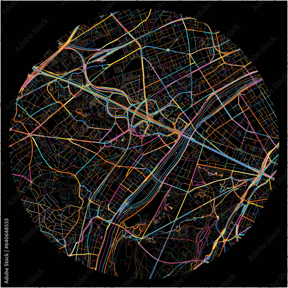 Colorful Map of Puteaux, Hauts-de-Seine with all major and minor roads ...