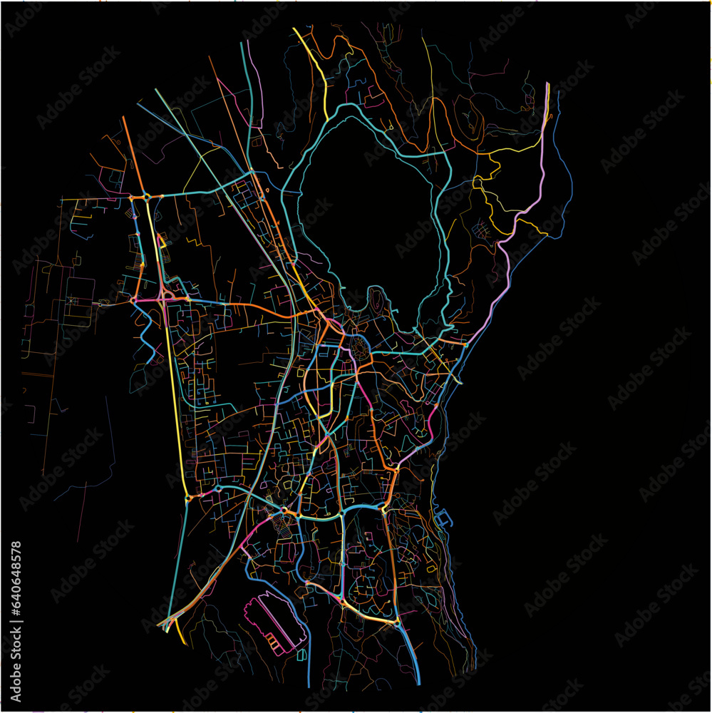 Colorful Map of Istres, Bouches-du-Rhône with all major and minor roads ...